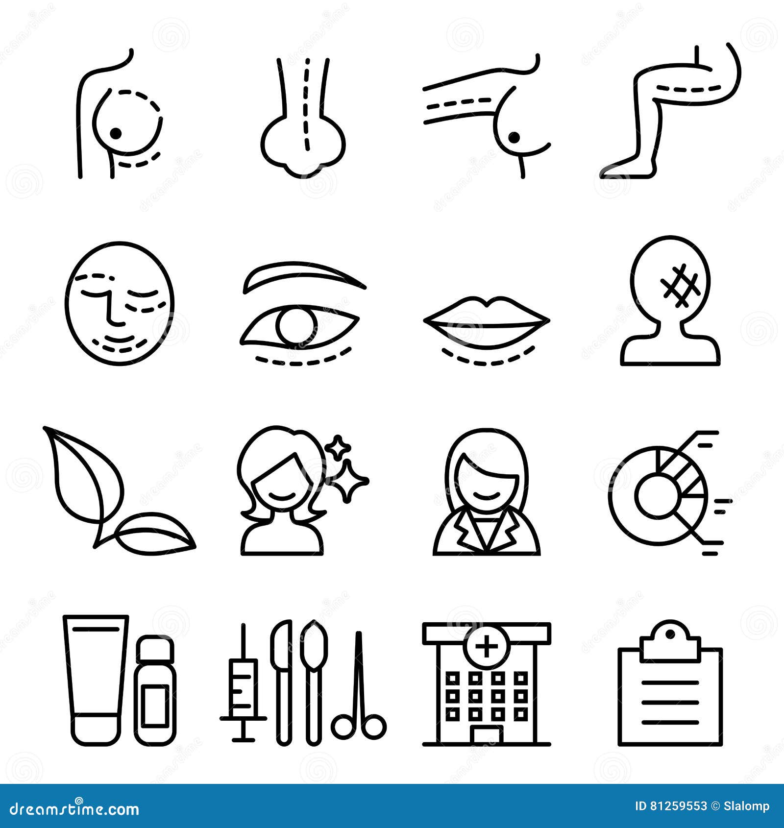 Surgery Icon Set in Thin Line Style Stock Vector - Illustration of ...