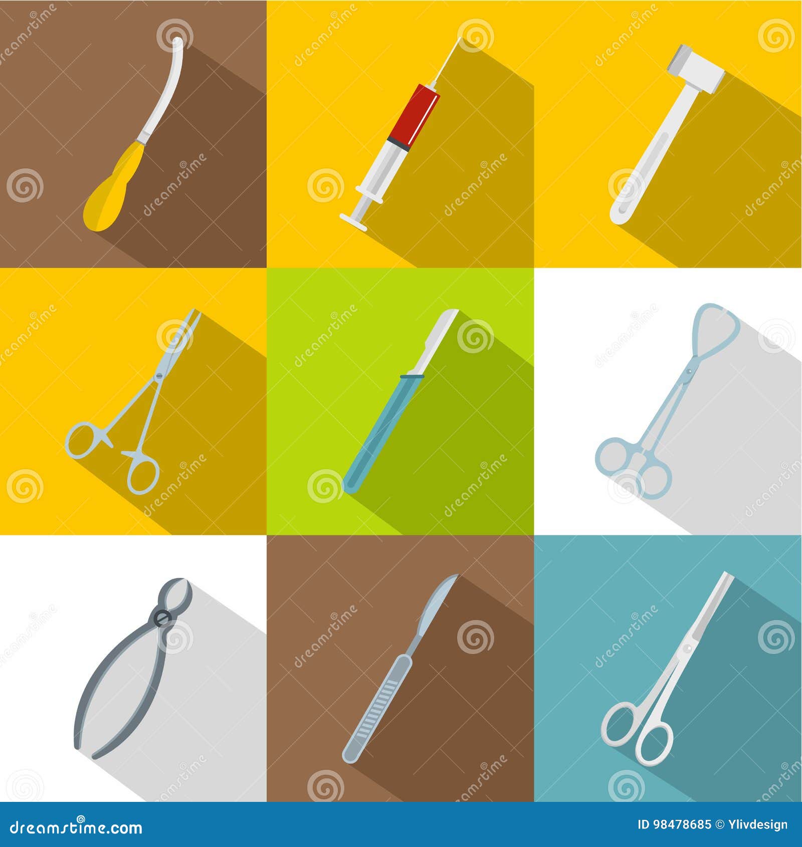 Surgery Icons Set, Flat Style Stock Vector - Illustration of icon ...