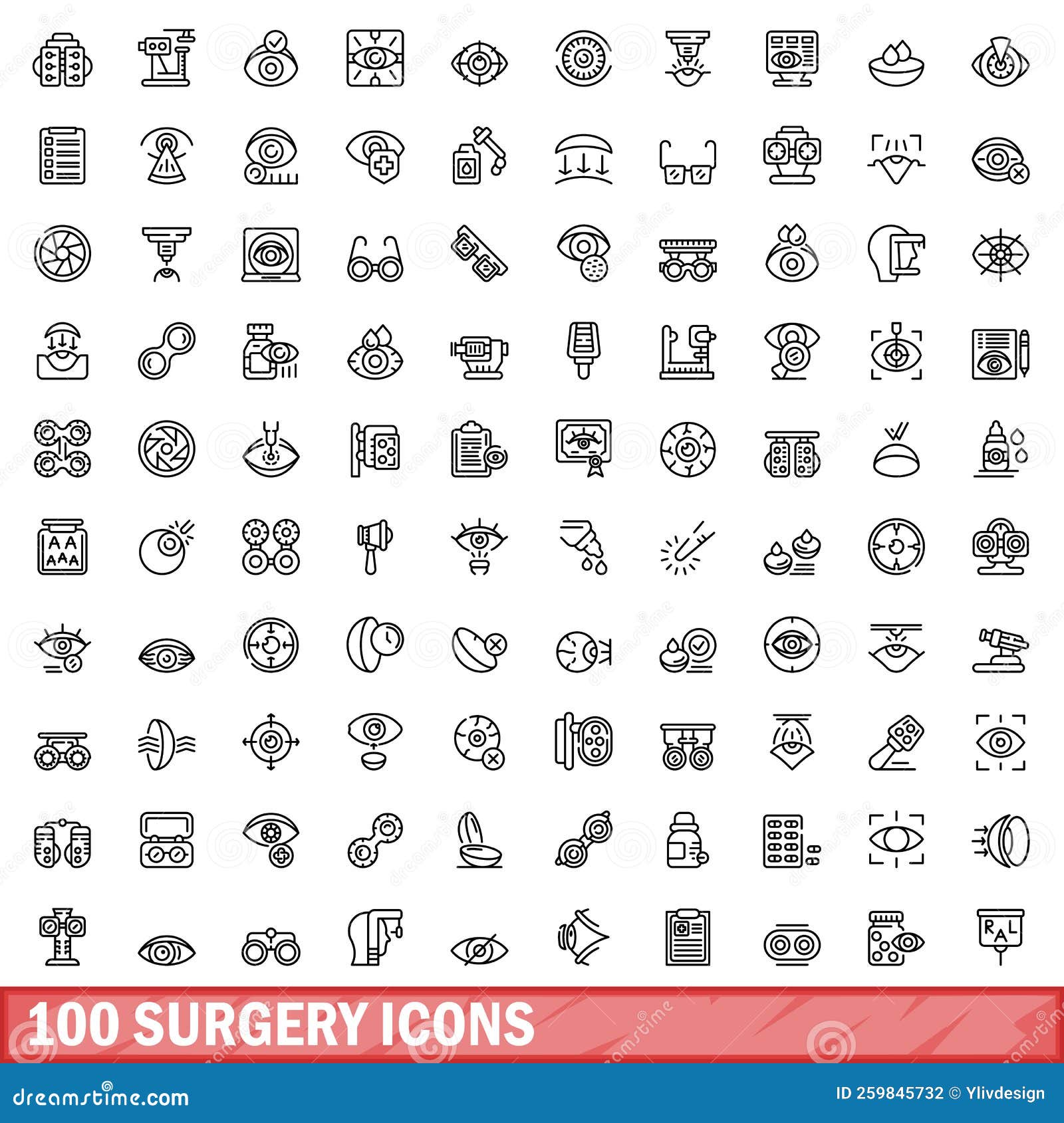 100 Surgery Icons Set, Outline Style Stock Vector - Illustration of ...