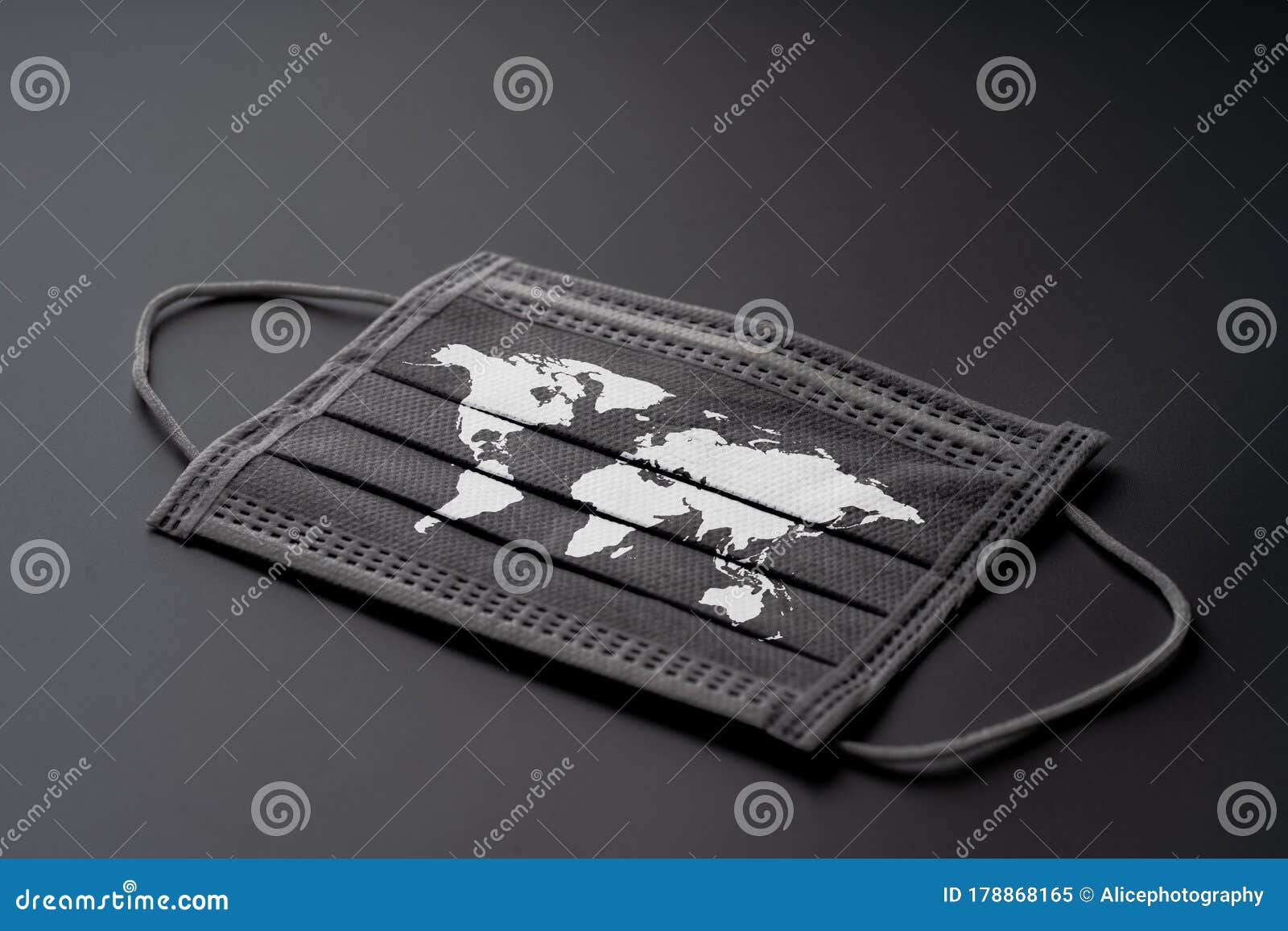 The Surgery Mask with World Map Icon for Epidemic Concept & COVID 19 ...