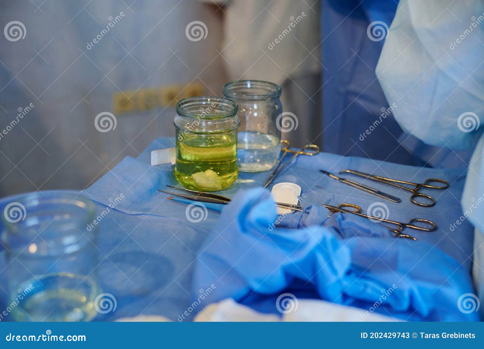 Surgery. Operating Room Nurse Table with Necessary Instruments Stock ...