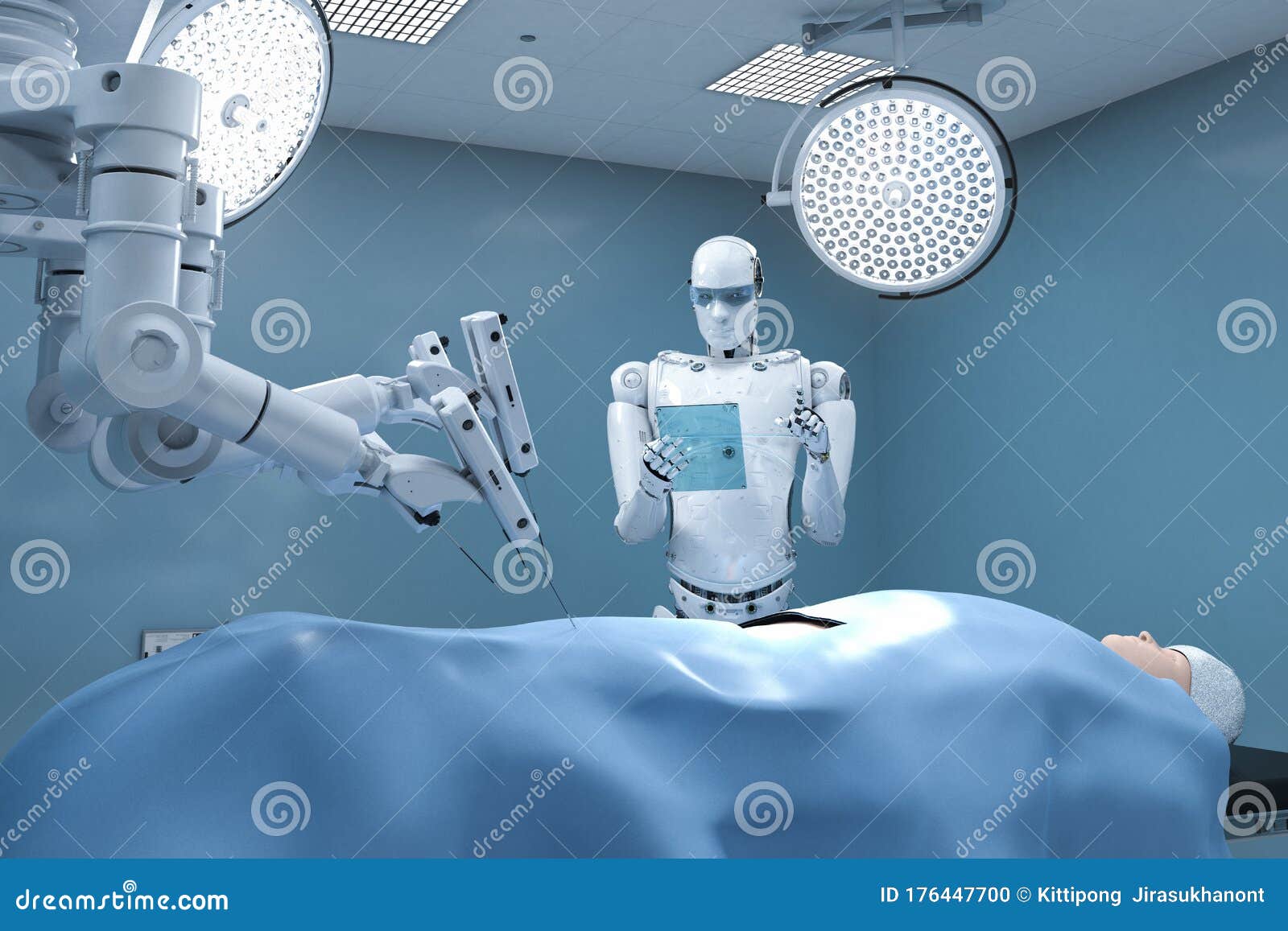 Surgery Robot in Operation Room Stock Illustration - Illustration of ...