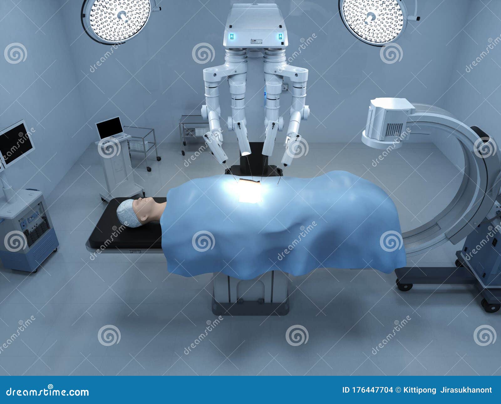 Surgery Robot in Operation Room Stock Illustration - Illustration of ...