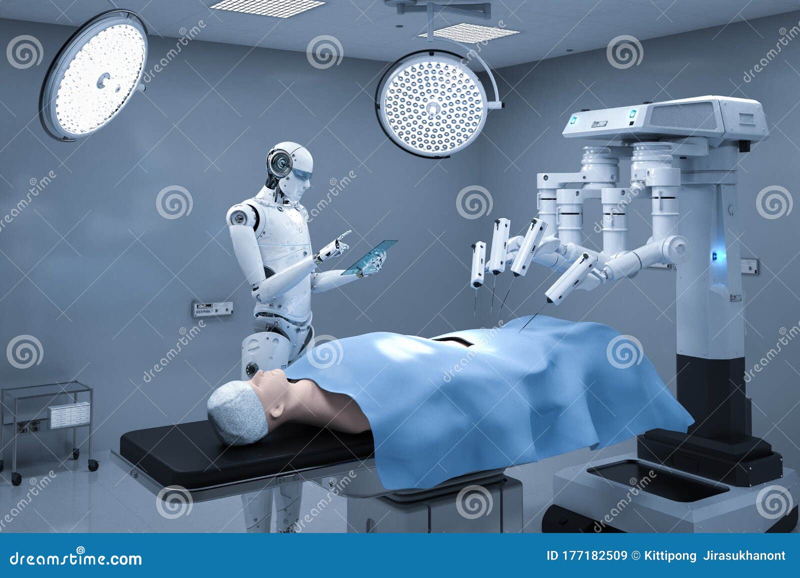 Surgery Robot in Operation Room Stock Illustration - Illustration of ...