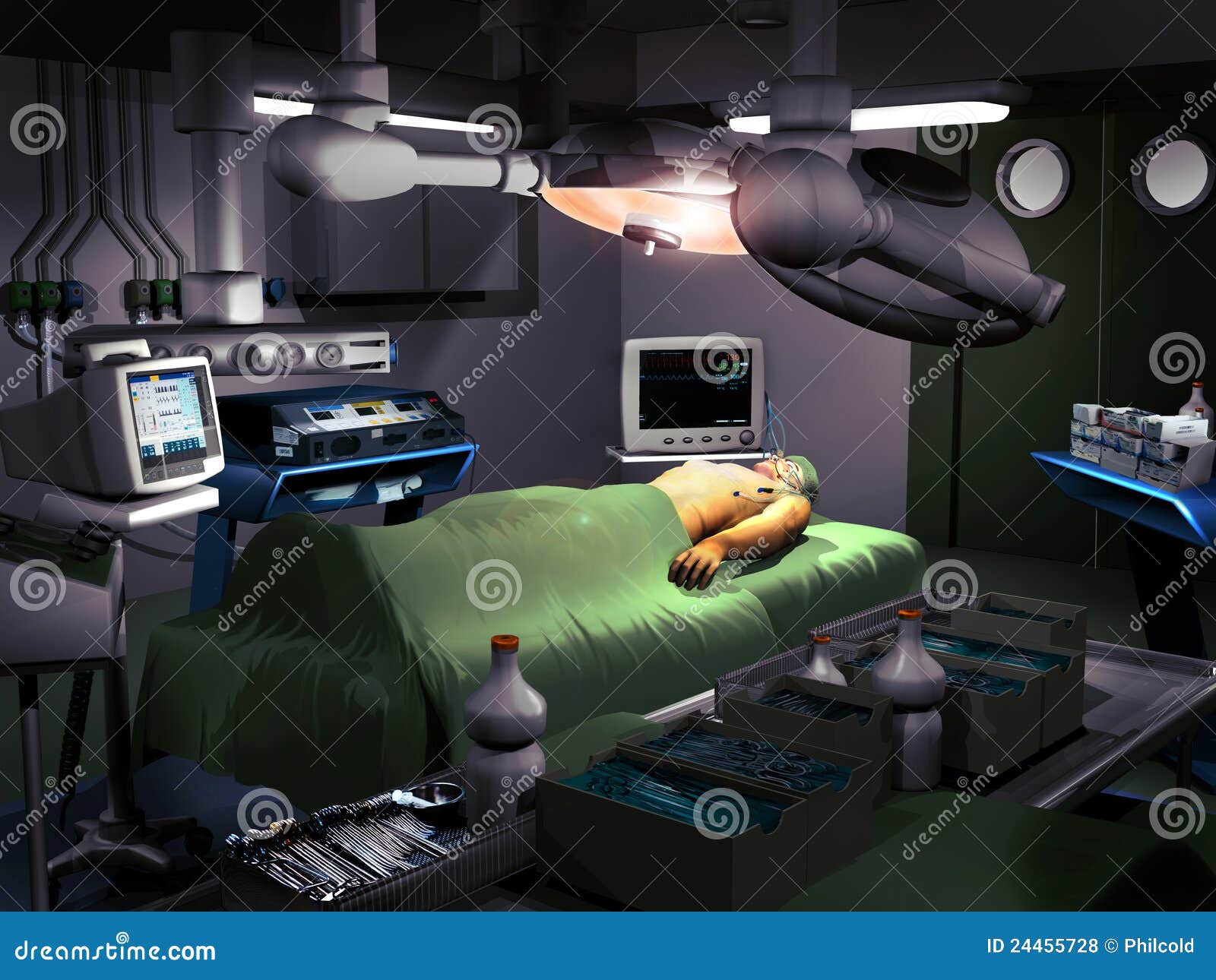 Surgery room stock illustration. Illustration of monitors - 24455728