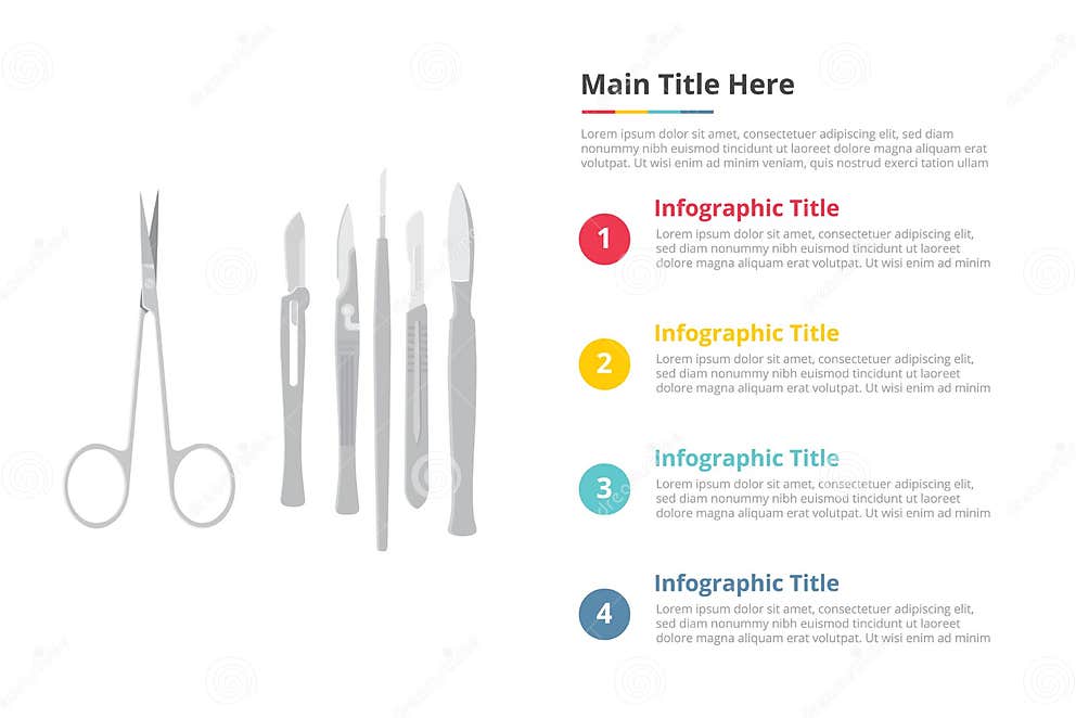 Surgery Surgical Instruments Tools Infographics Template with 4 Points ...