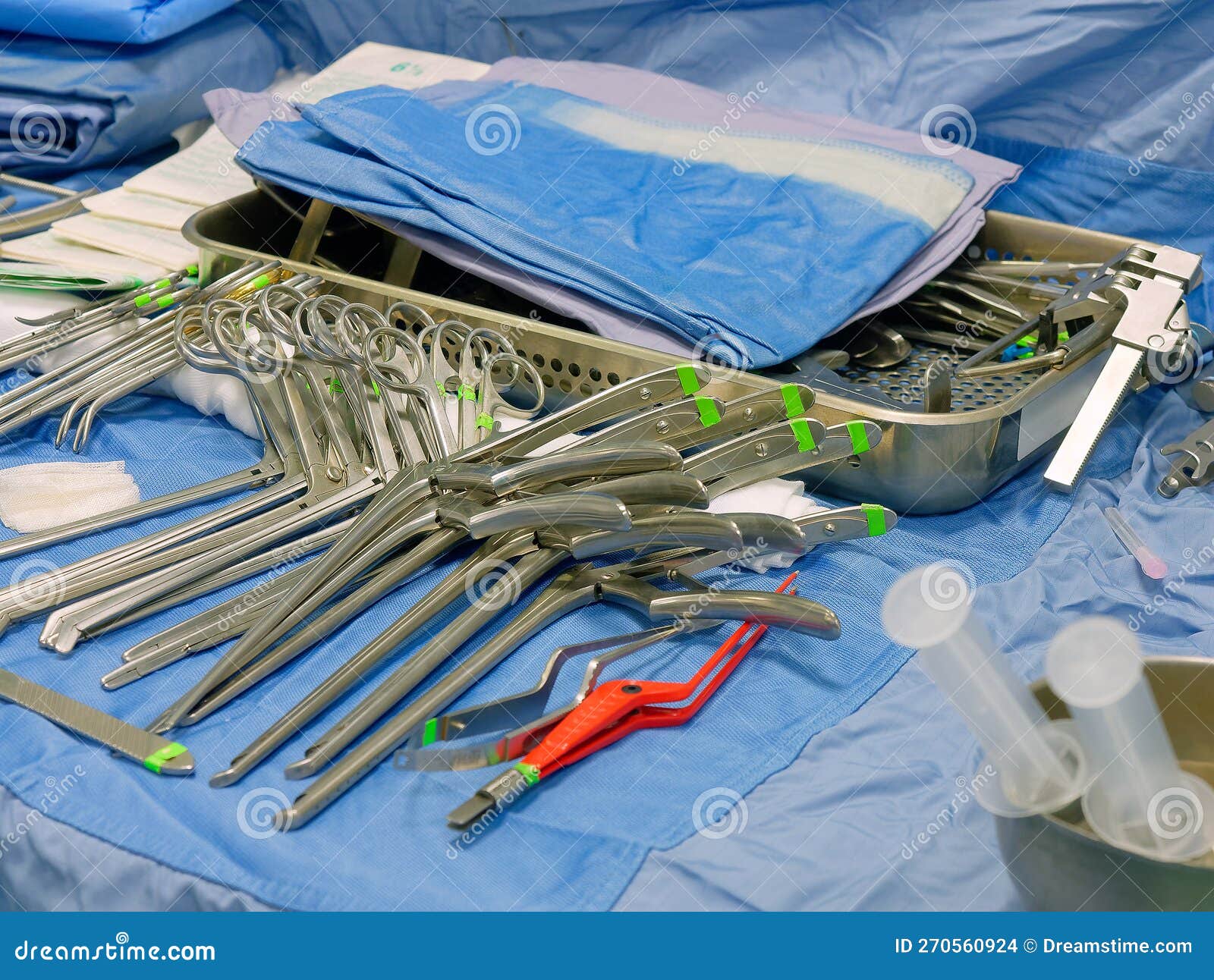 Surgery Surgical Tools on Surgery Room Table Closeup Stock Photo ...