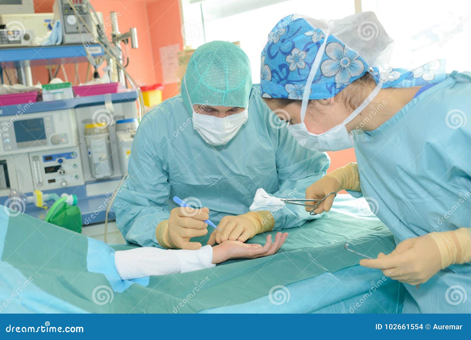 Surgery Team Operating in Surgical Room Stock Photo - Image of medicine ...