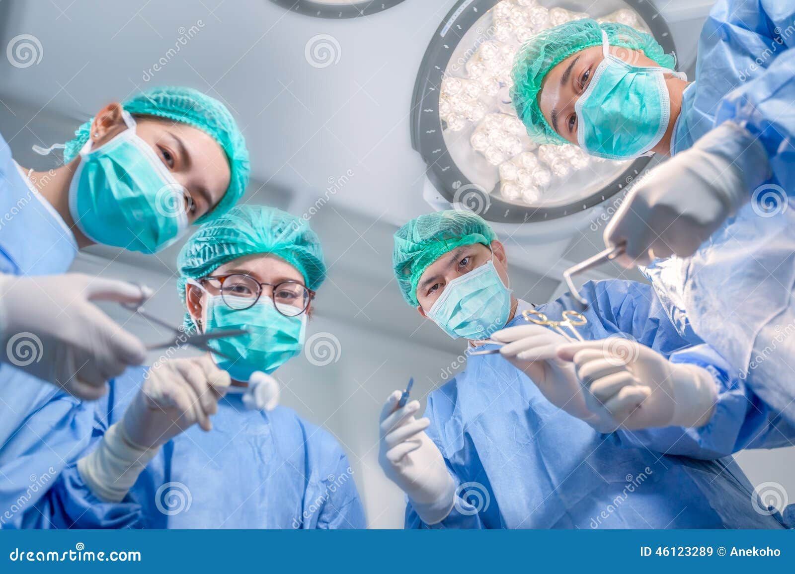 Surgery Team Operating in a Surgical Room Stock Image - Image of ...