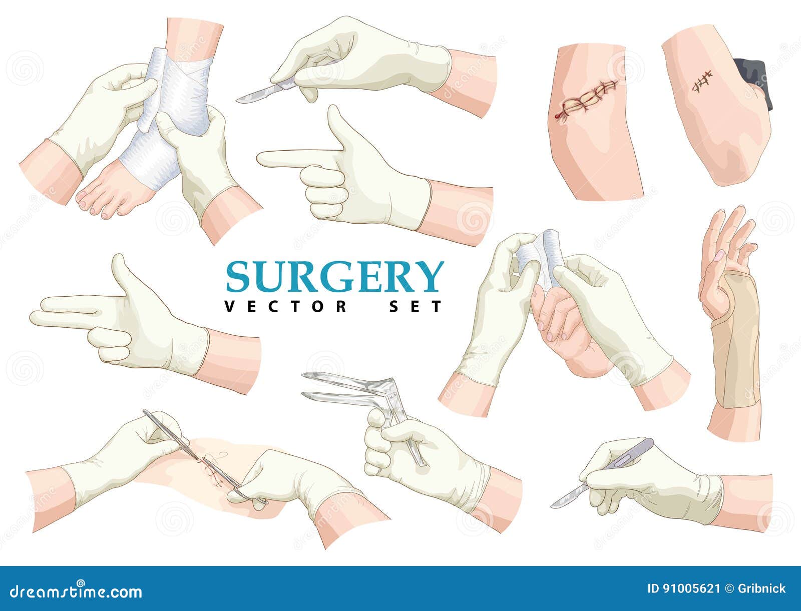 Surgery. Vector set. stock vector. Illustration of assistance - 91005621