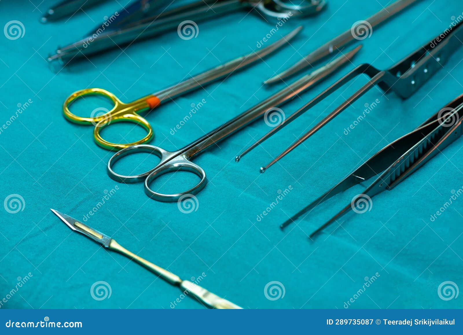 Set of Surgical Instruments on the Table Stock Image - Image of scalpel ...