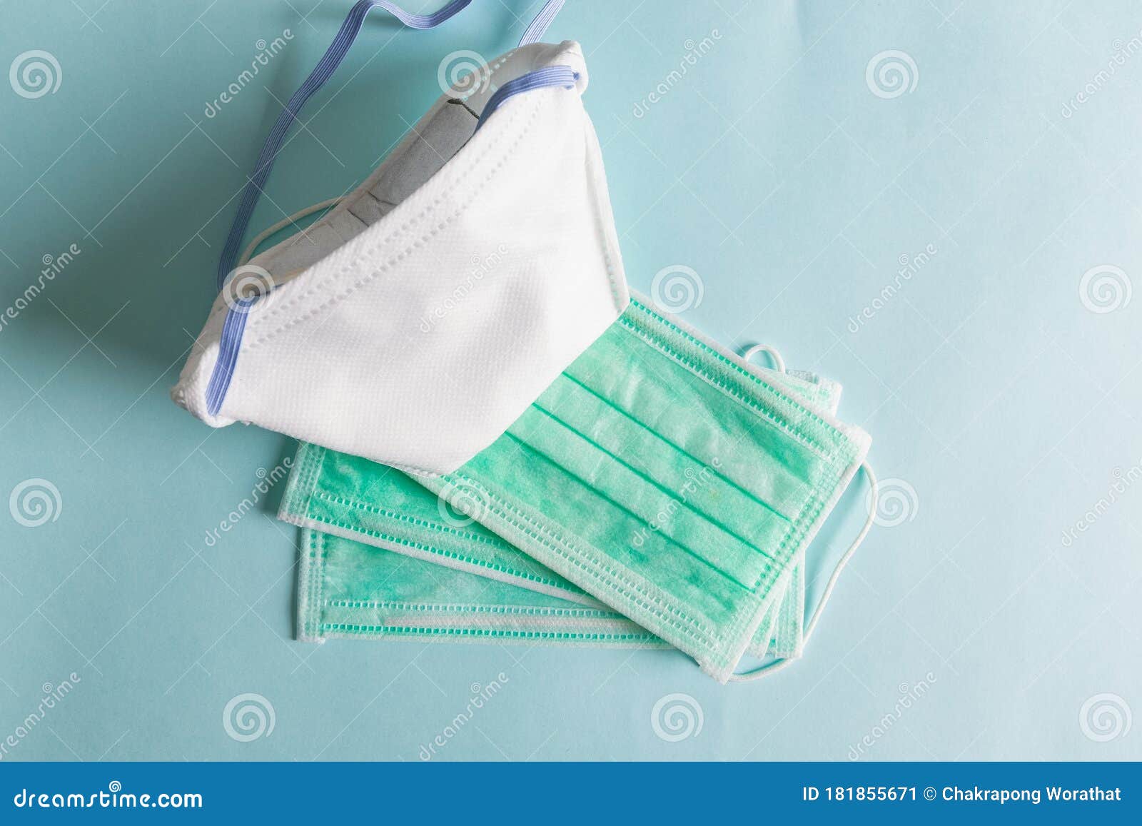 Surgical Ear-loop Green Masks. Personal Hygiene Concept Stock Image ...