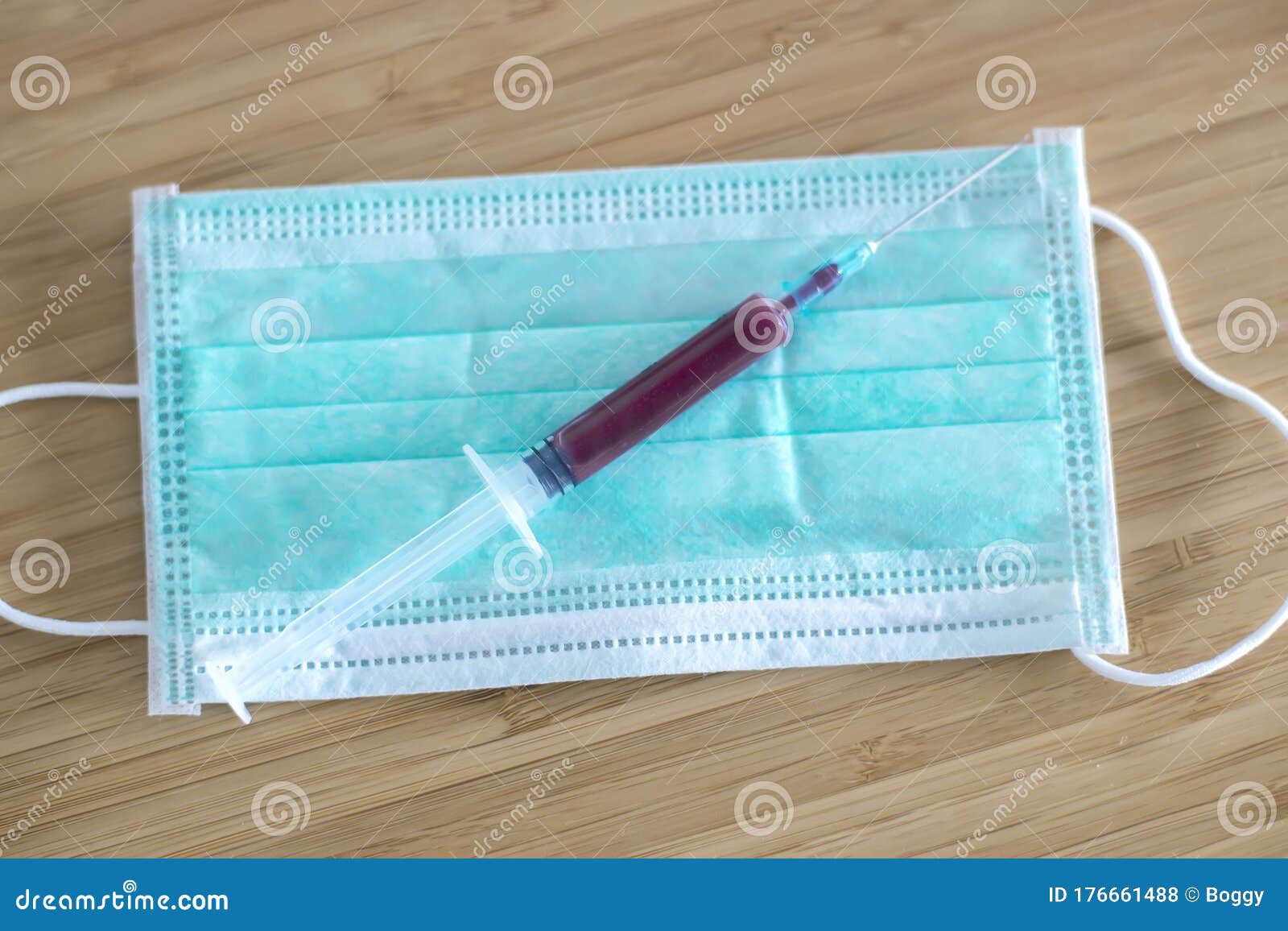 Surgical Ear-loop Mask and Injection Syringe Stock Photo - Image of ...