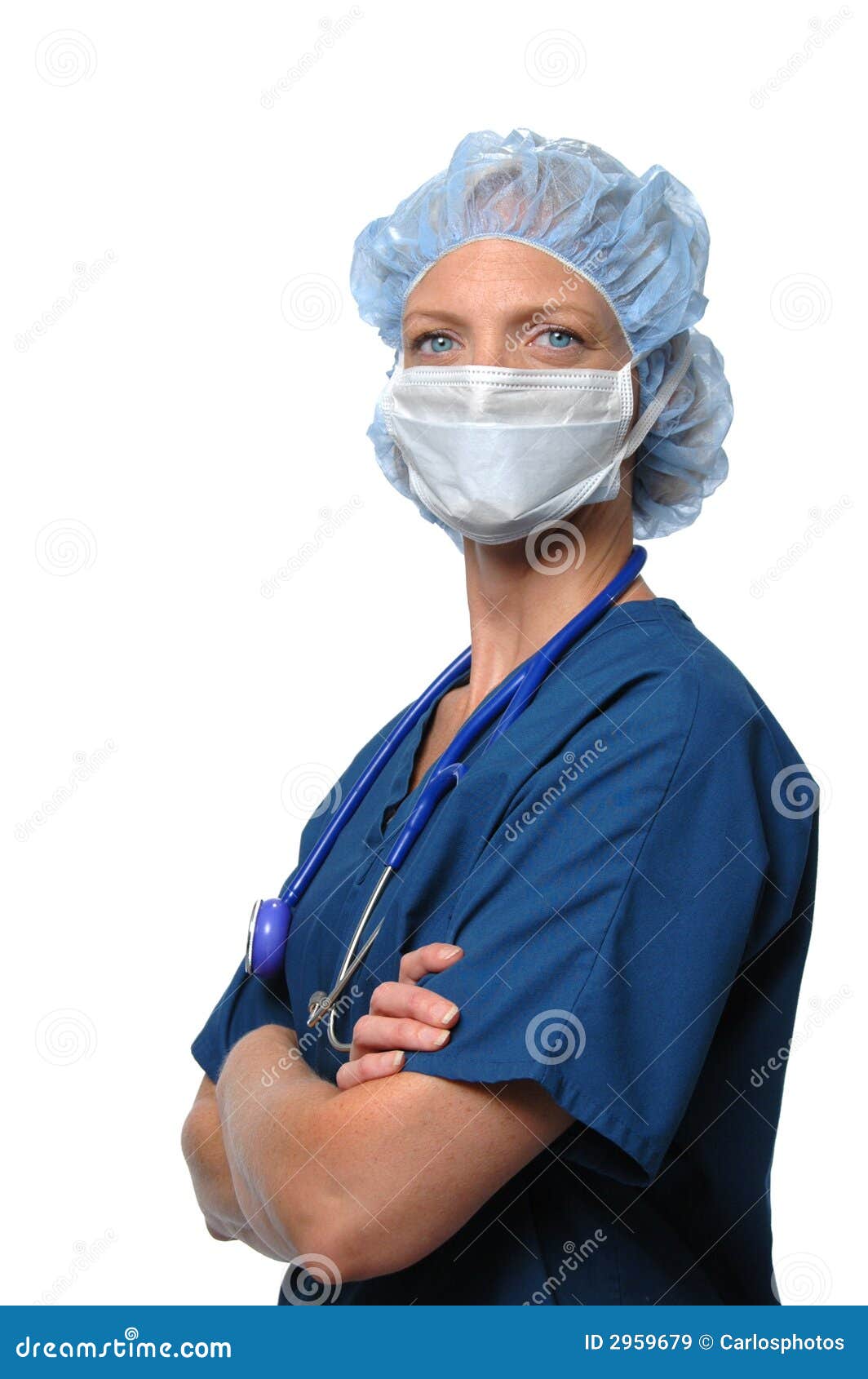 Surgical Female Wearing Mask Stock Image - Image of room, blue: 2959679