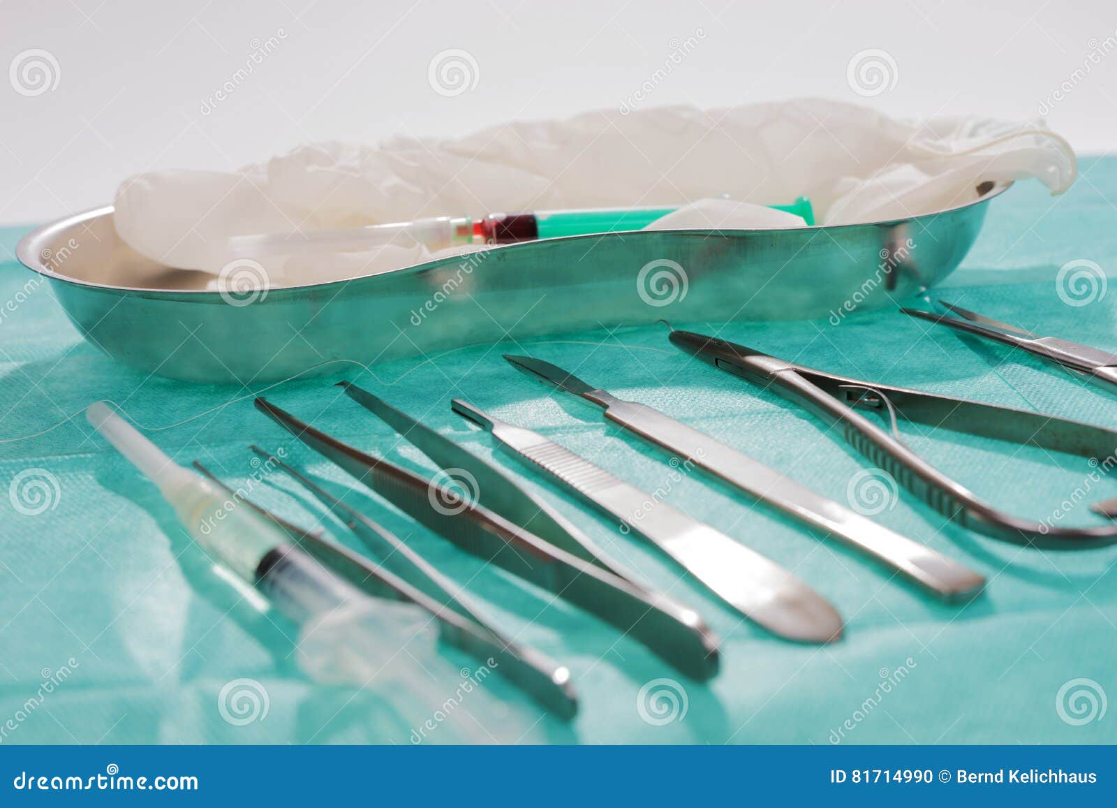 Surgical Instruments on Green Gauze Stock Photo - Image of medical ...