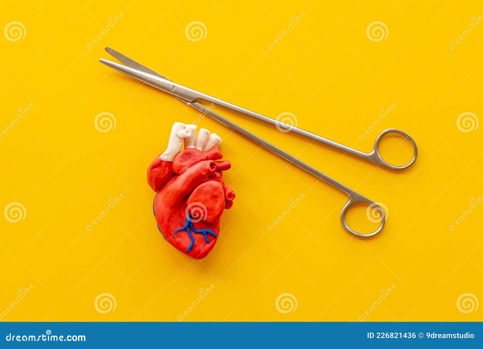 Surgical Instruments and Heart Model. Heart Surgery Concept Stock Photo ...