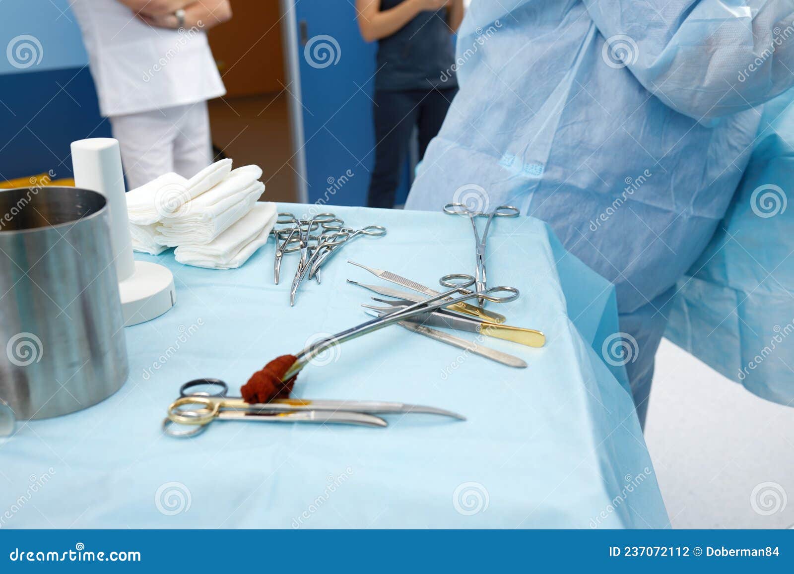 Surgical Instruments in Operating Room on Table. Stock Photo - Image of ...