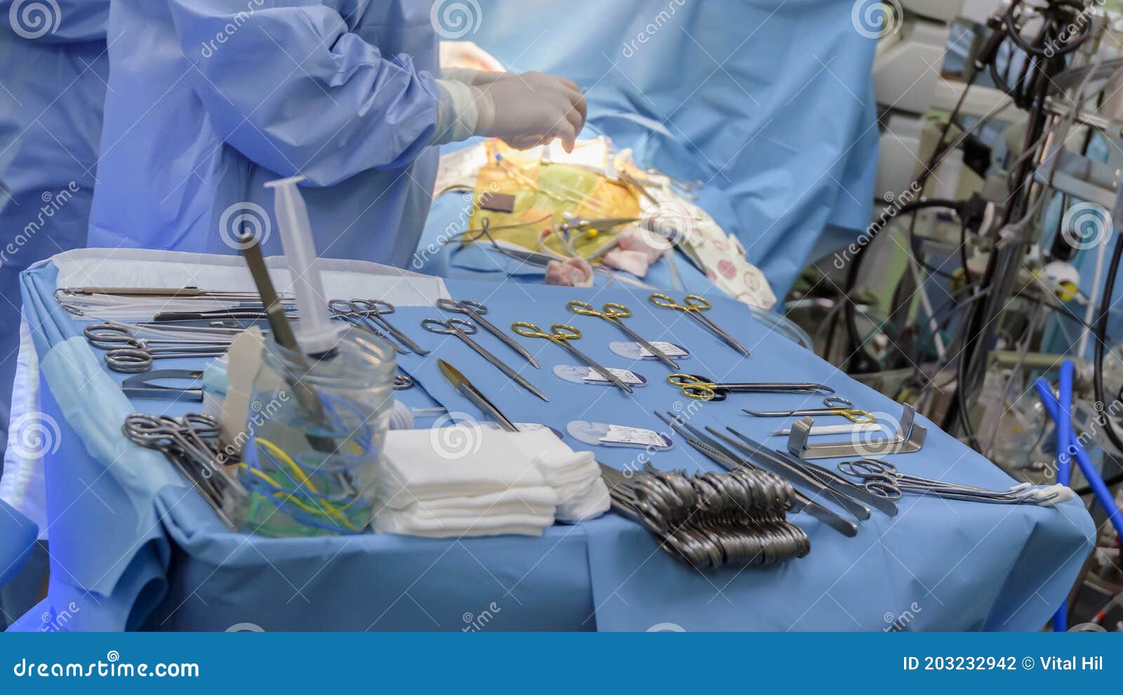 Surgical Instruments in Operating Room on Table. Stock Photo - Image of ...