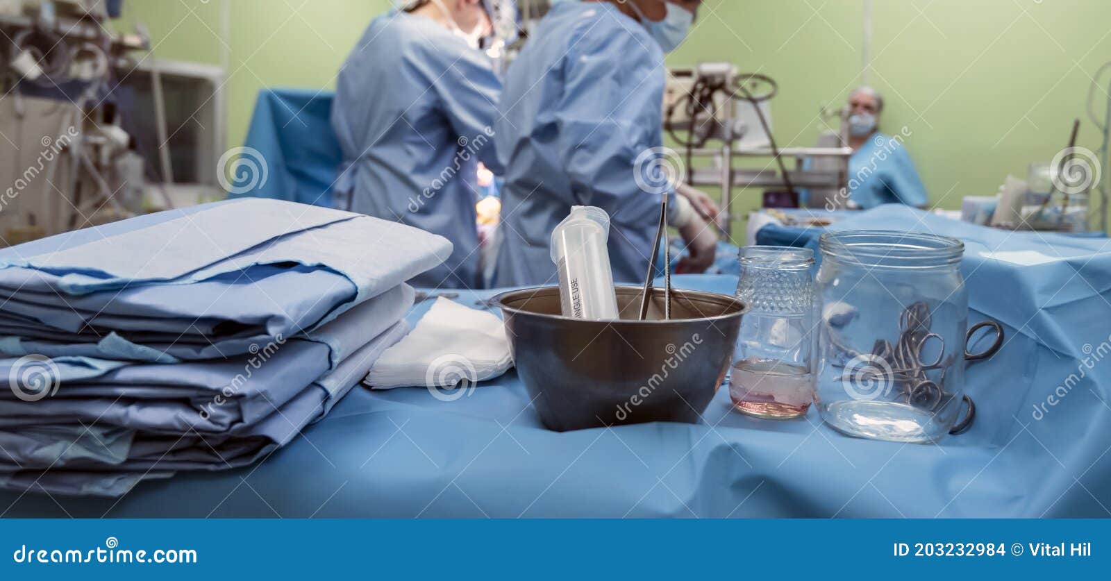 Surgical Instruments in Operating Room on Table. Stock Photo - Image of ...