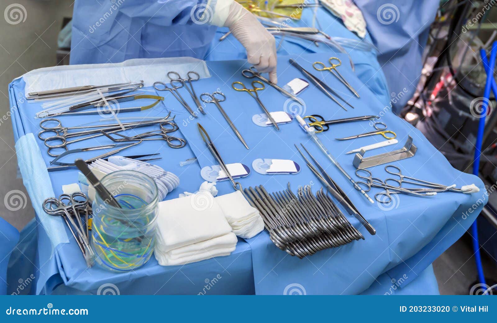 Surgical Instruments in Operating Room on Table. Stock Photo - Image of ...