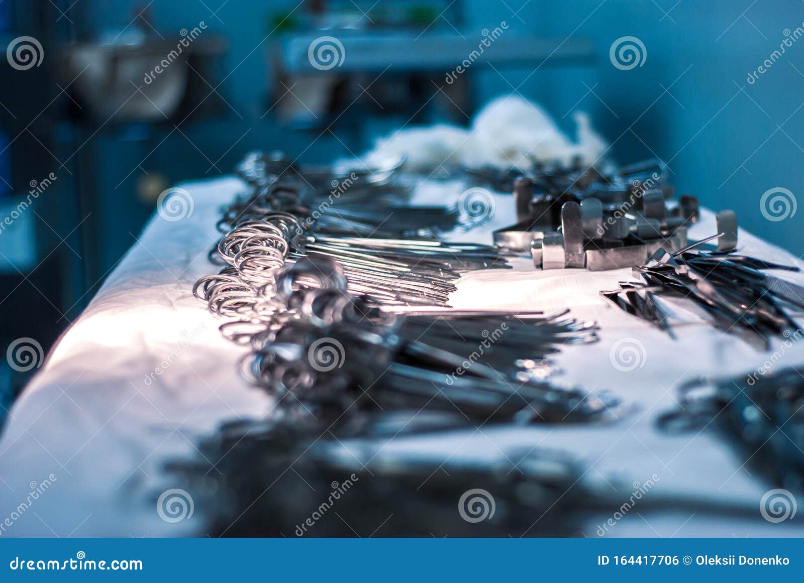 Surgical Instruments on a Sterile Table in the Operating Room ...