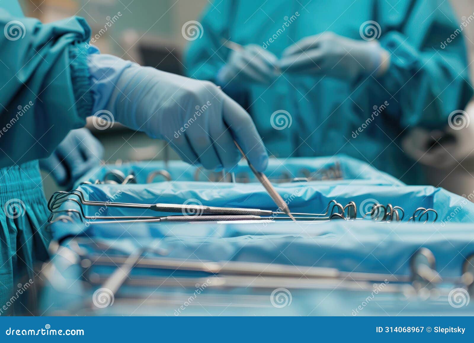 Surgical Instruments on Tray in Operation Room Stock Image - Image of ...