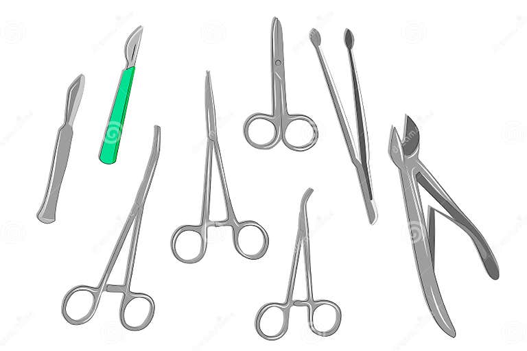 Surgical Instruments on White Background Stock Vector - Illustration of ...