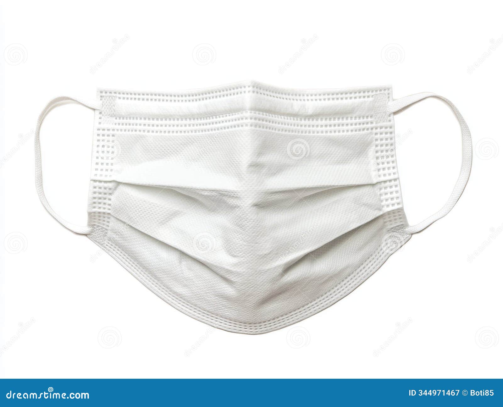 Surgical Mask with Ear Loops, Front View, Isolated on White Background ...