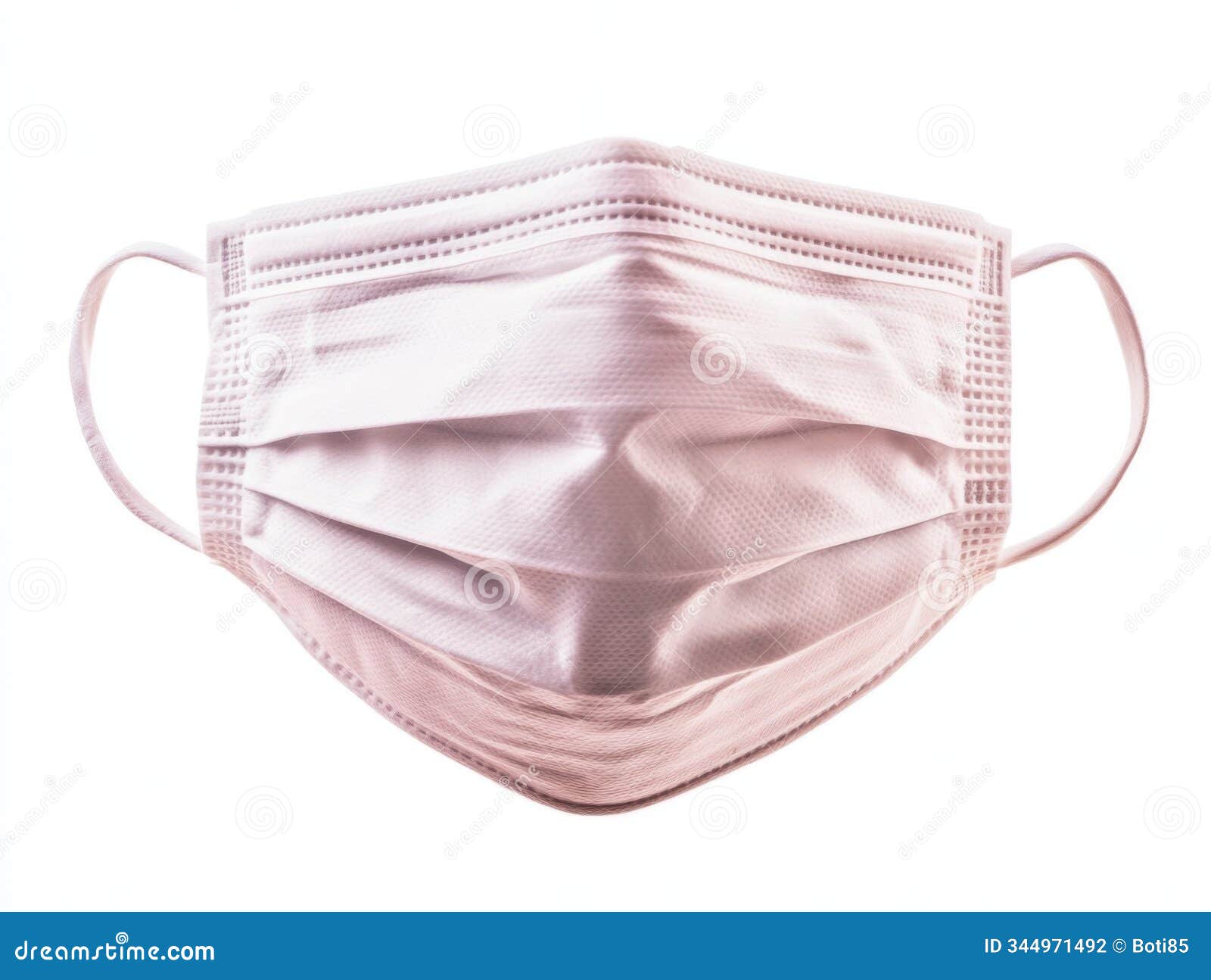 Surgical Mask with Ear Loops, Front View, Isolated on White Background ...
