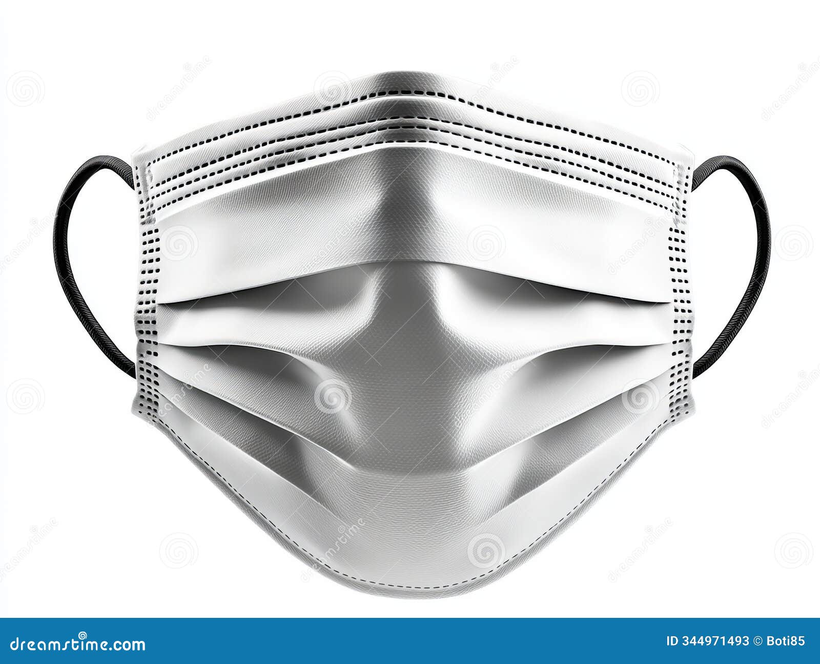 Surgical Mask with Ear Loops, Front View, Isolated on White Background ...