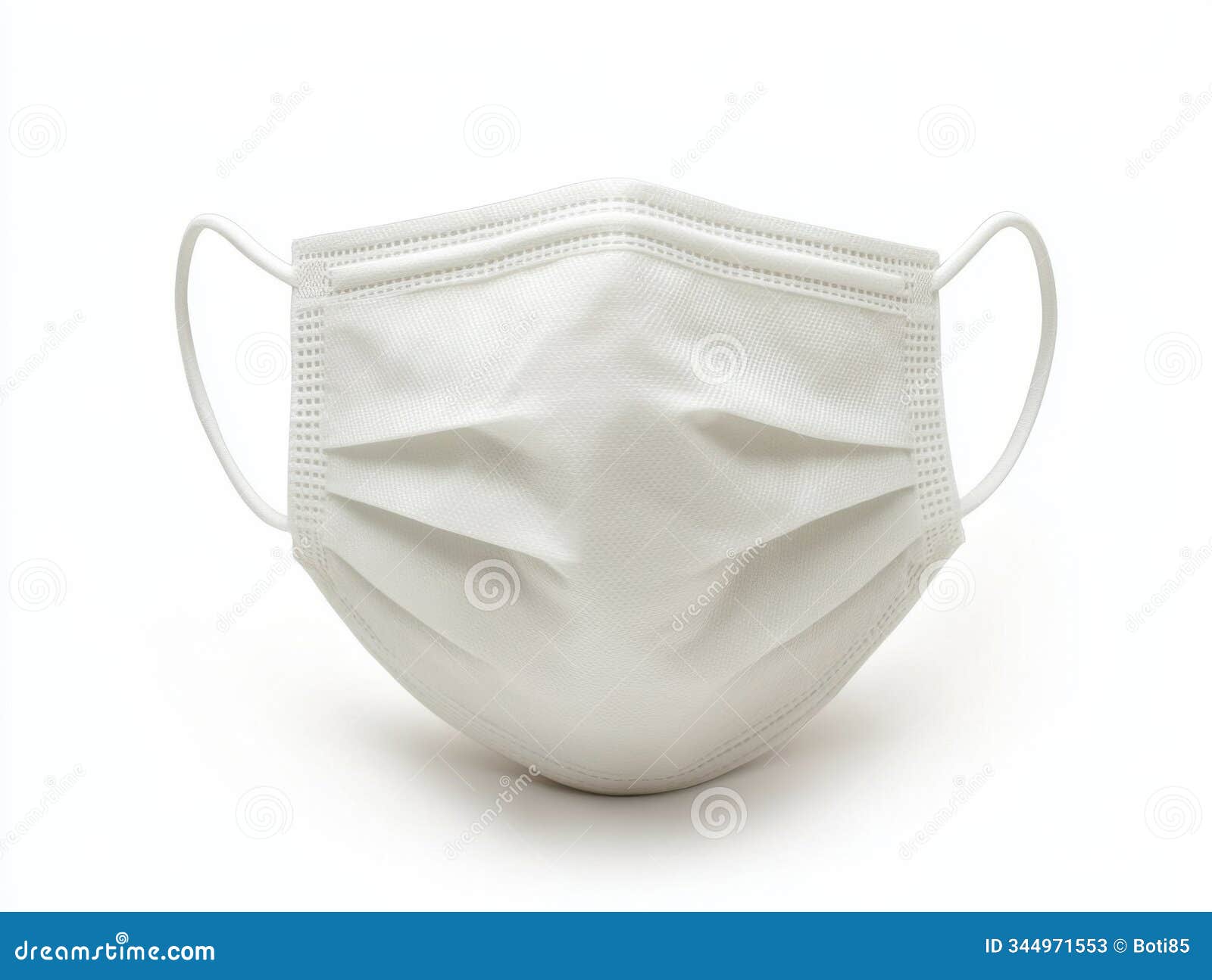 Surgical Mask with Ear Loops, Front View, Isolated on White Background ...