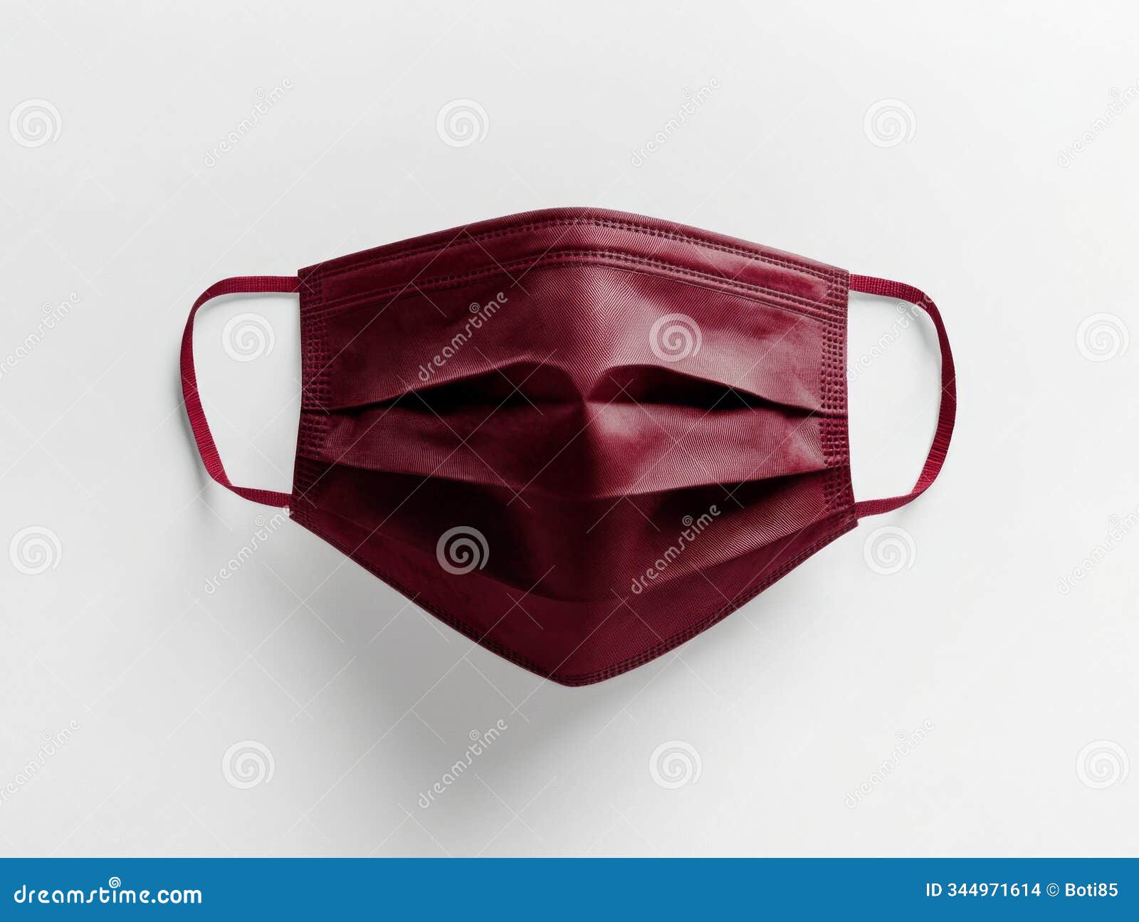 Surgical Mask with Ear Loops, Front View, Isolated on White Background ...