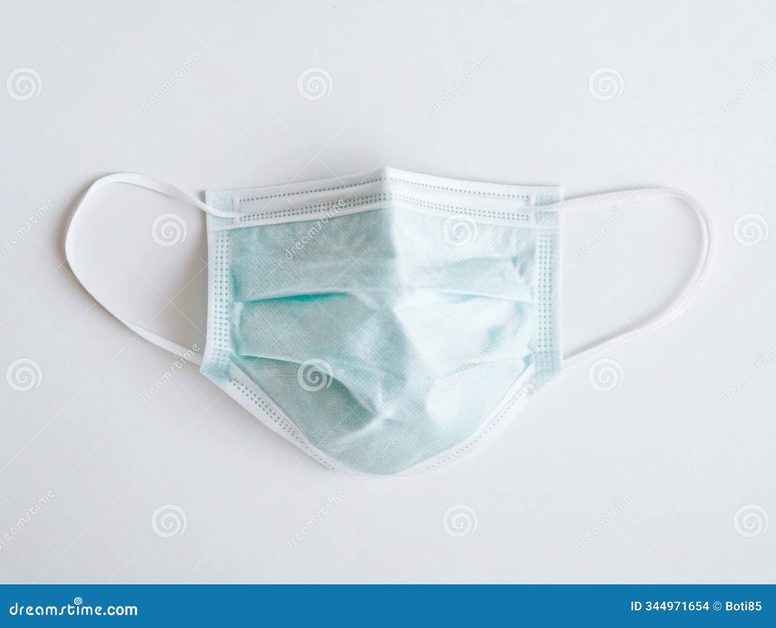 Surgical Mask with Ear Loops, Front View, Isolated on White Background ...
