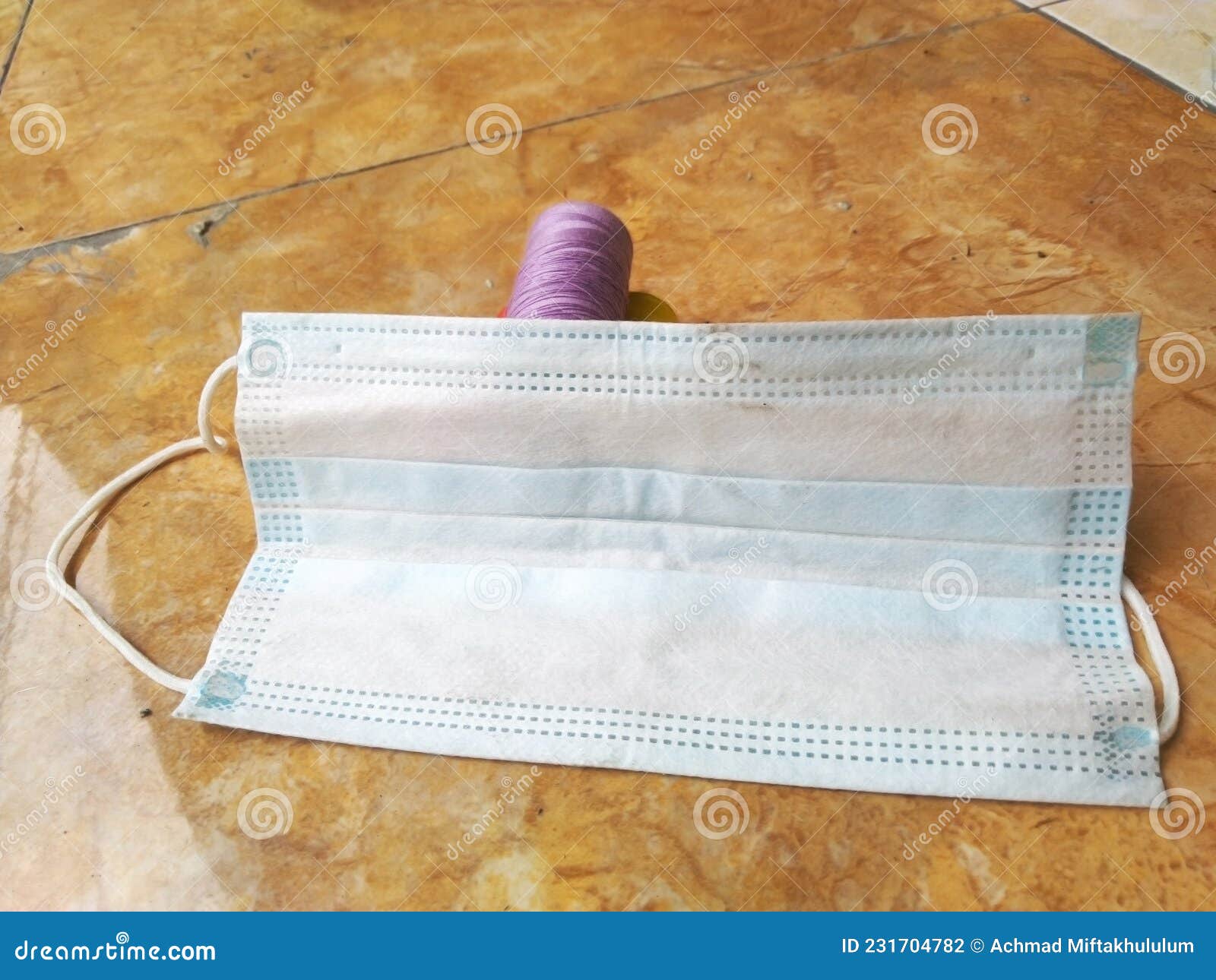 Surgical Mask with Roll Thread Stock Photo - Image of denim ...
