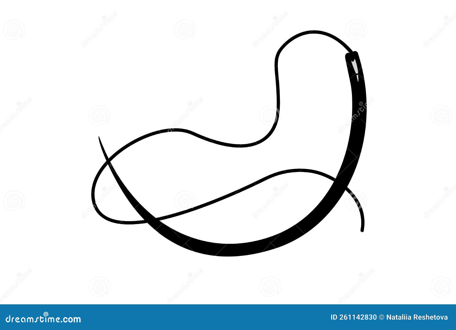 Surgical Needle Silhouette Concept With Attached Suture Material ...