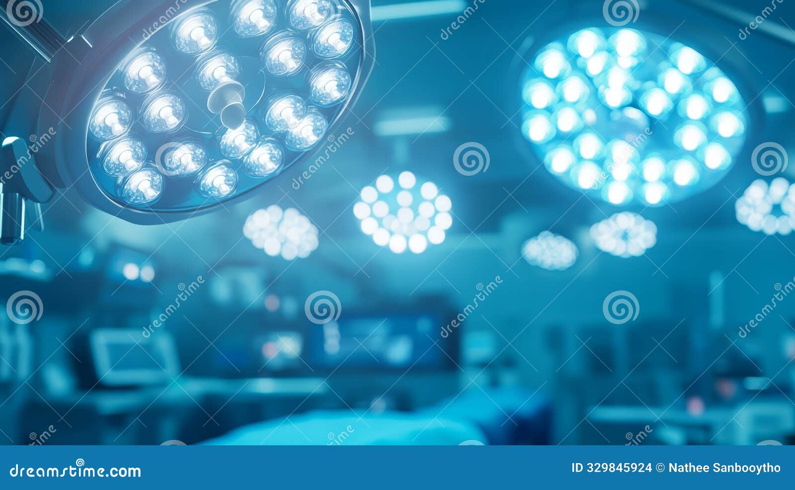 Surgical Operating Room with Bright Lights Stock Illustration ...