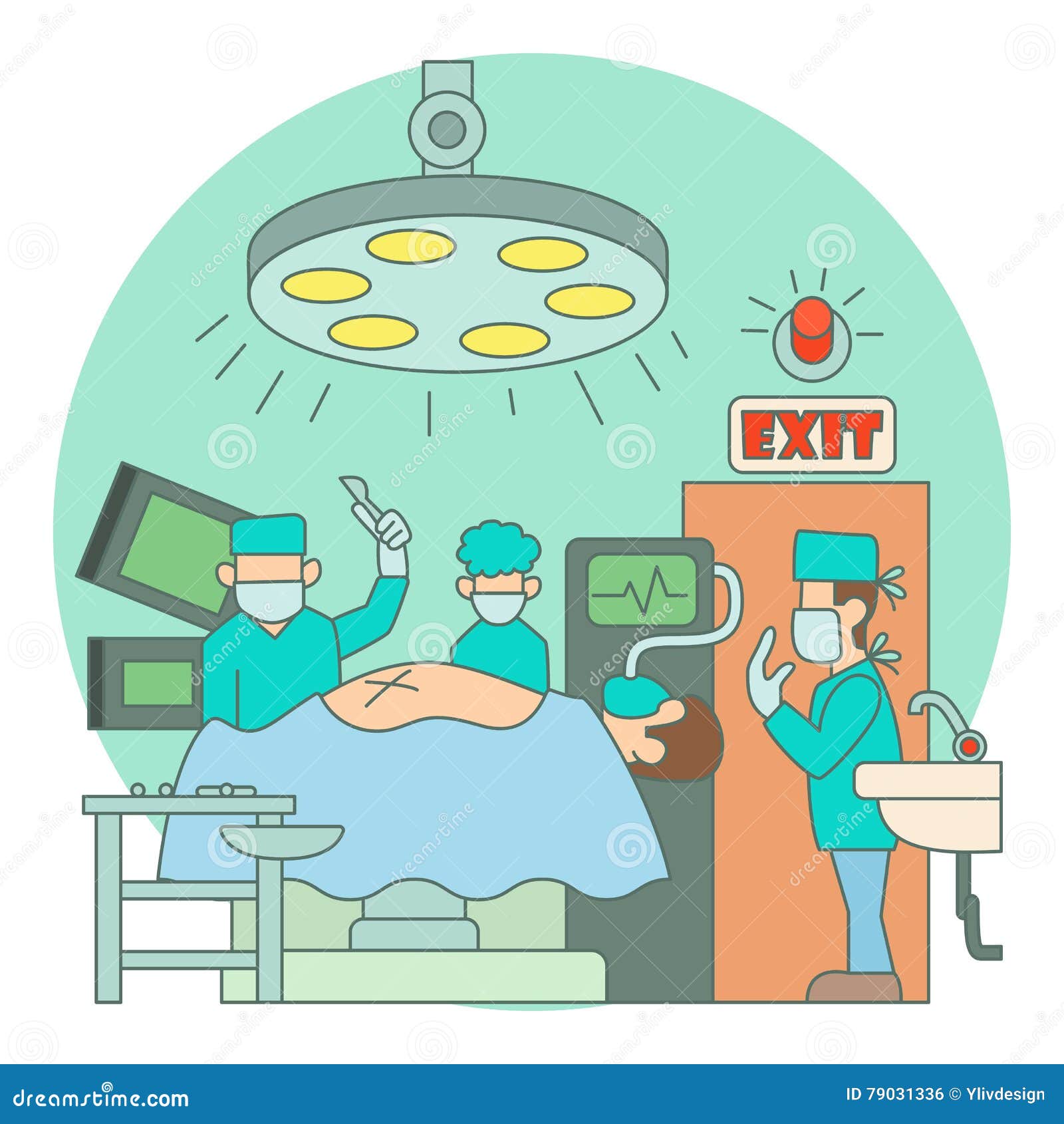 Surgical Operation in Hospital Concept, Flat Style Stock Vector ...