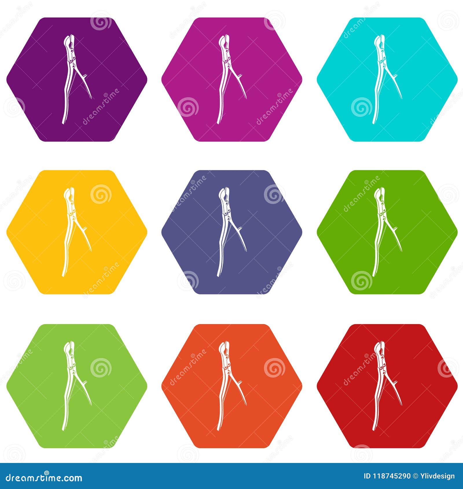 Surgical Pliers Icons Set 9 Vector Stock Vector - Illustration of ...