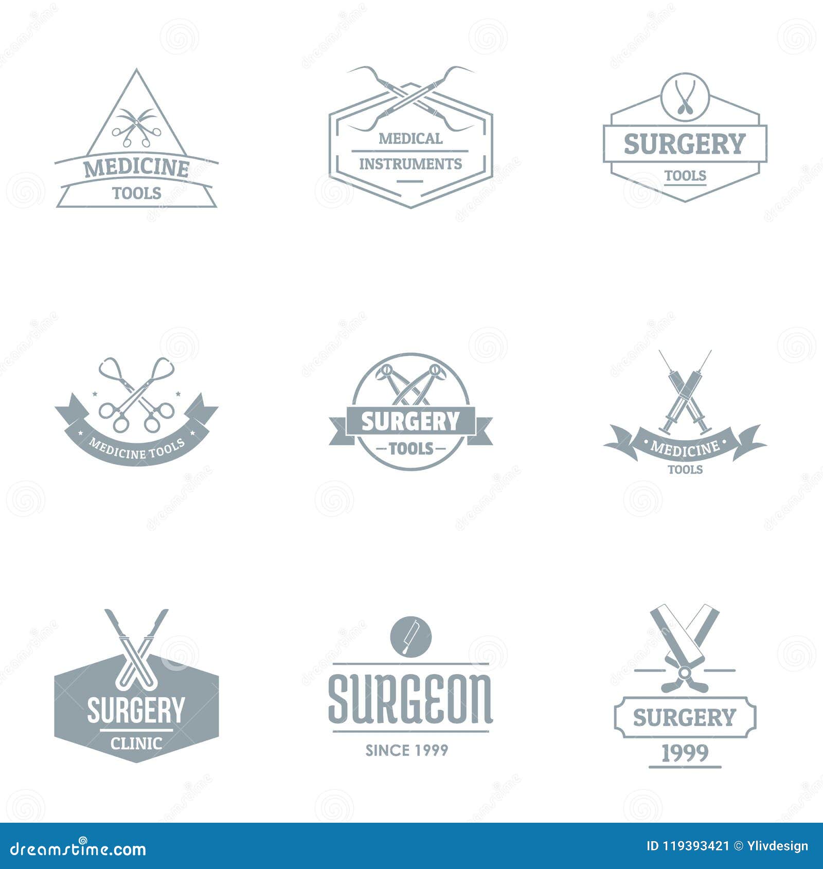 Surgical Process Logo Set, Simple Style Stock Vector - Illustration of ...