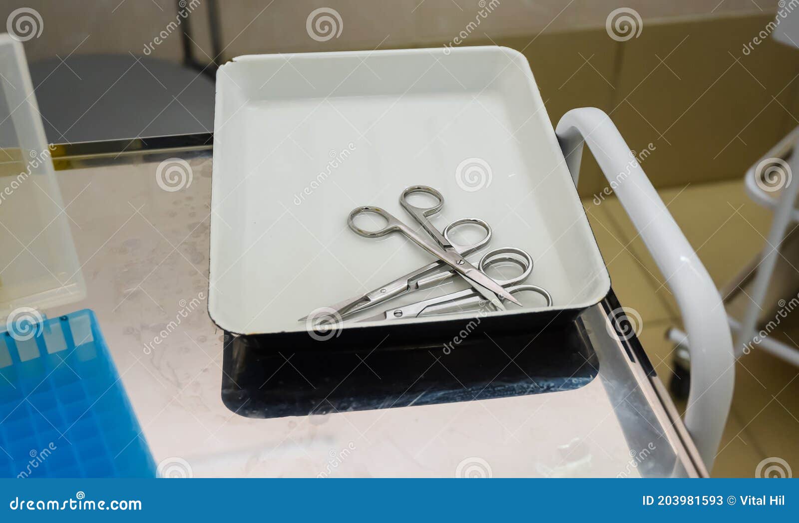 Surgical Scissors on the Operating Room Table, Selective Focus Stock ...