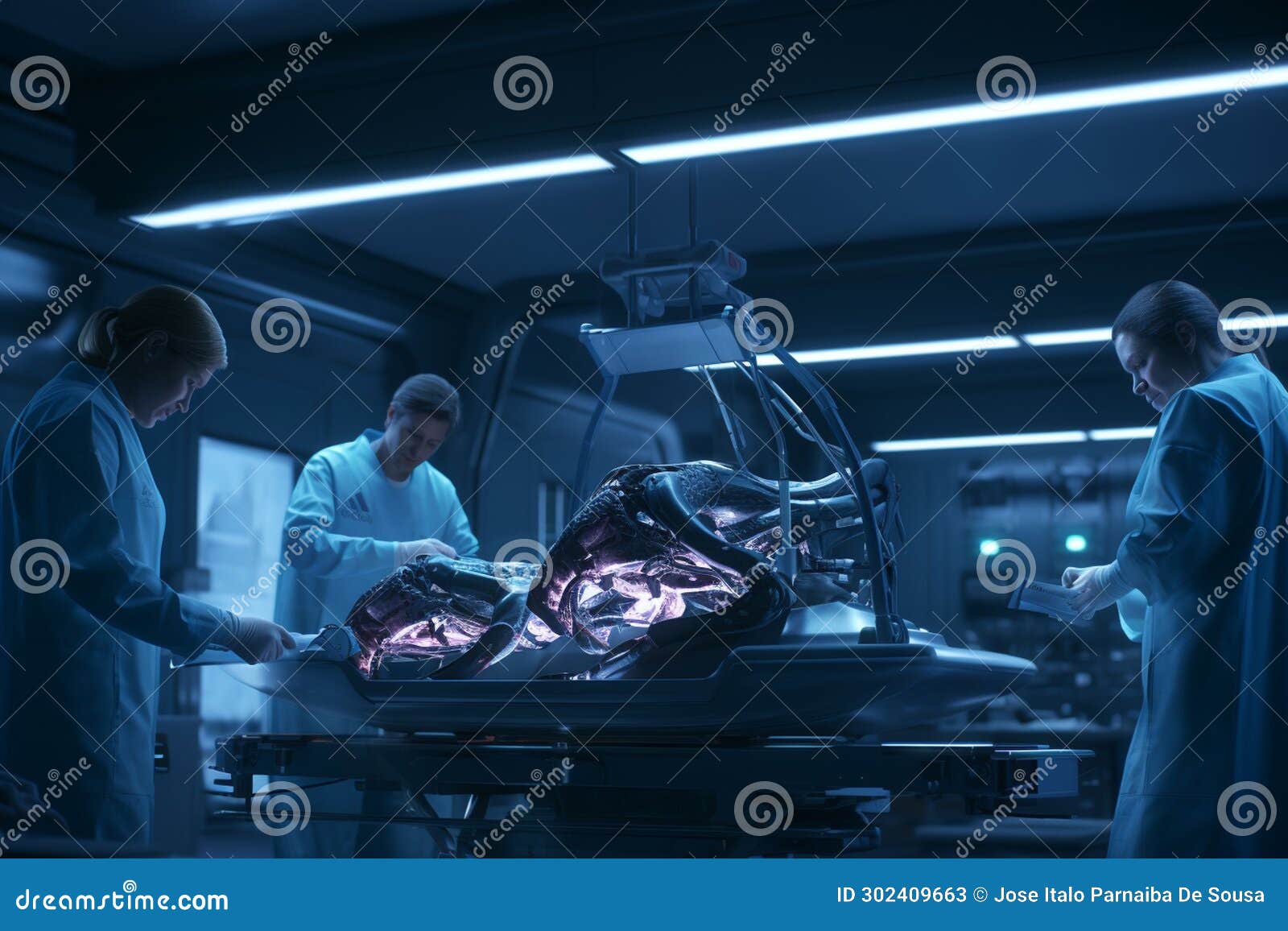 Surgical Team Performing An Operation In A Well-equipped Operating Room ...