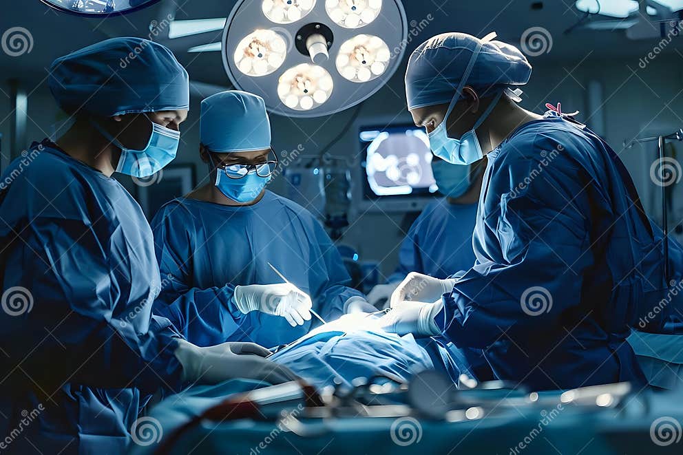 Surgical Team Performs a Complex Operation with Precision and Skill in a Modern Hospital ...