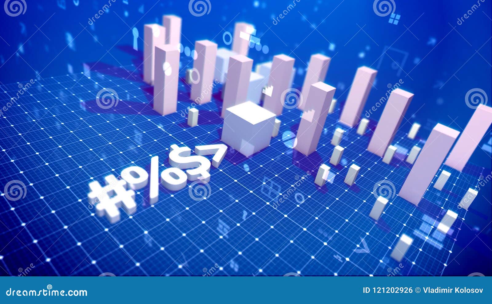 Surging Rectangular Indicators in Blue Backdrop Stock Illustration ...