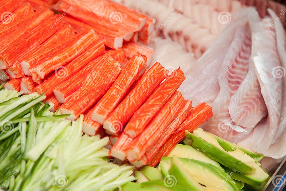 Surimi, Fish Avocado for Sushi Stock Photo - Image of culture ...