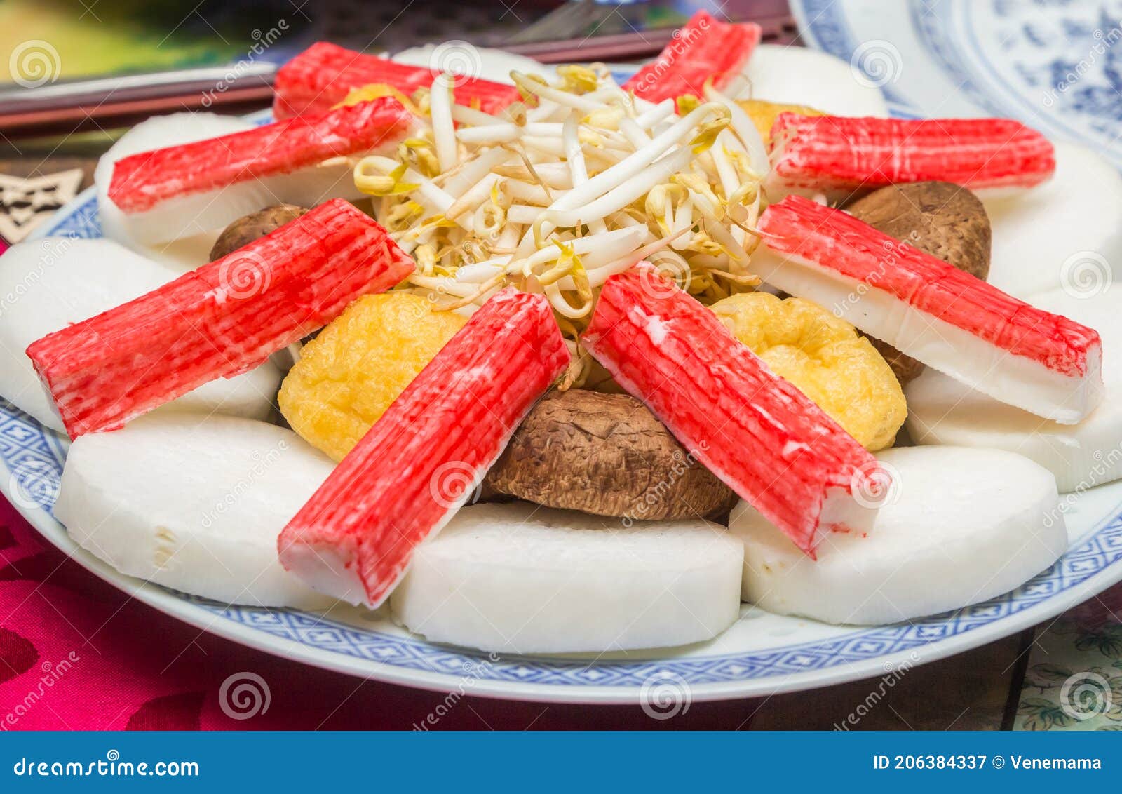 Surimi Sticks with Fried Tofu and Vegetables Stock Image - Image of ...