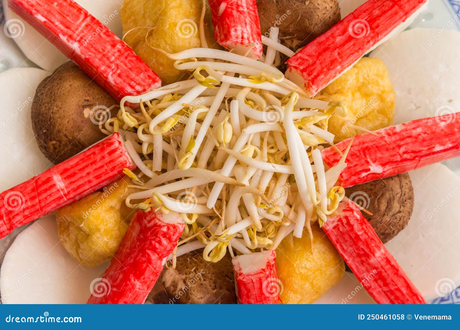Surimi Sticks with Fried Tofu and Vegetables Stock Photo - Image of ...