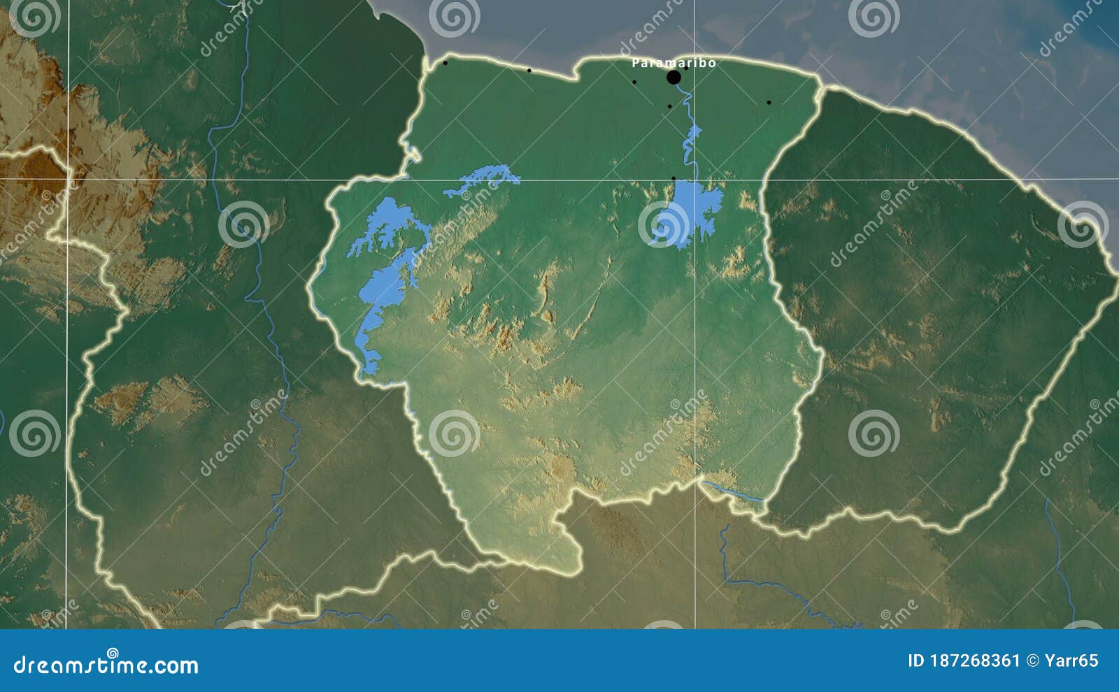 Suriname - Relief. Composition, Borders Stock Illustration ...