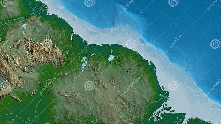 Suriname Area. Physical Map Stock Illustration - Illustration of ...