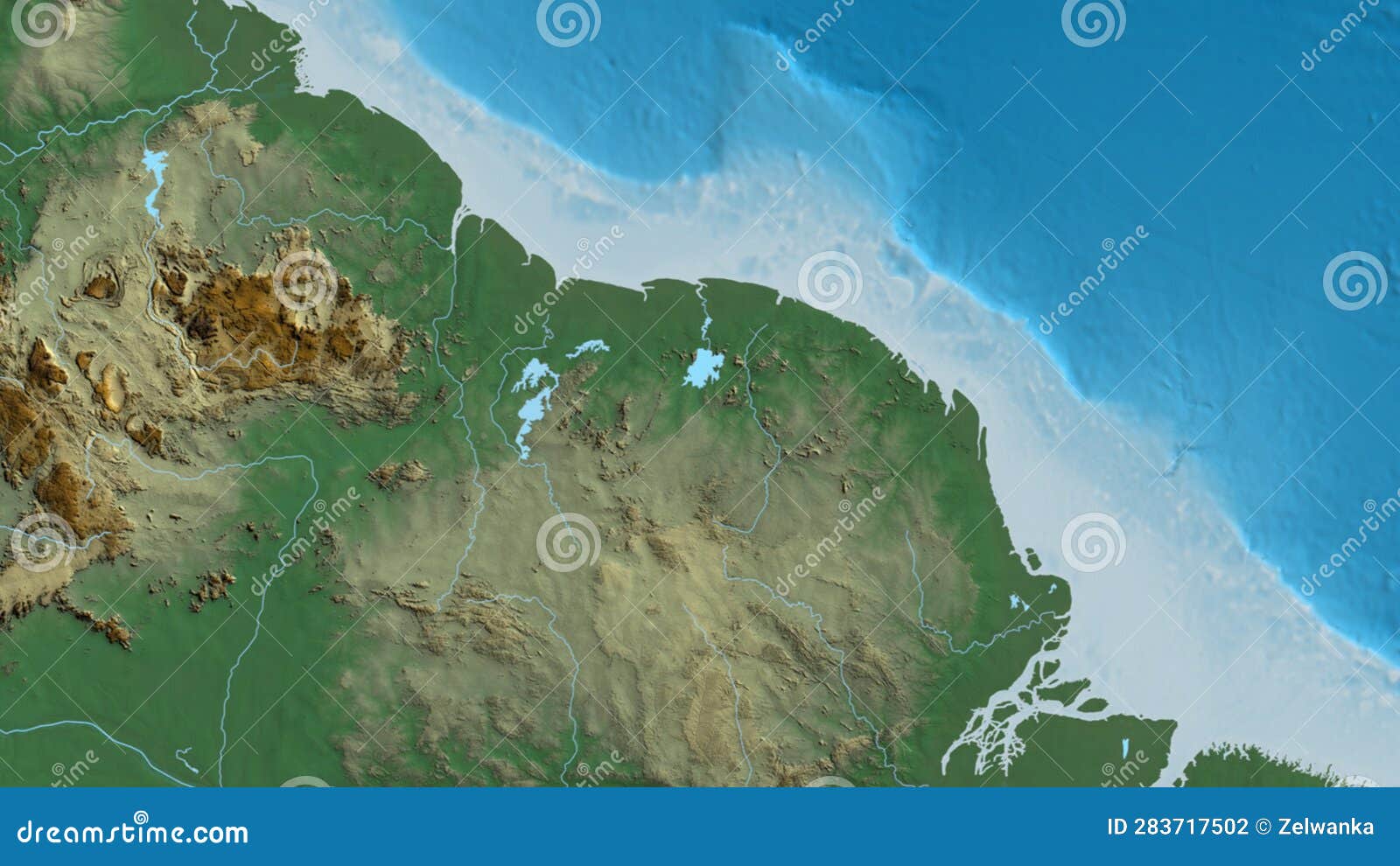 Suriname area. Relief map stock illustration. Illustration of guyana ...