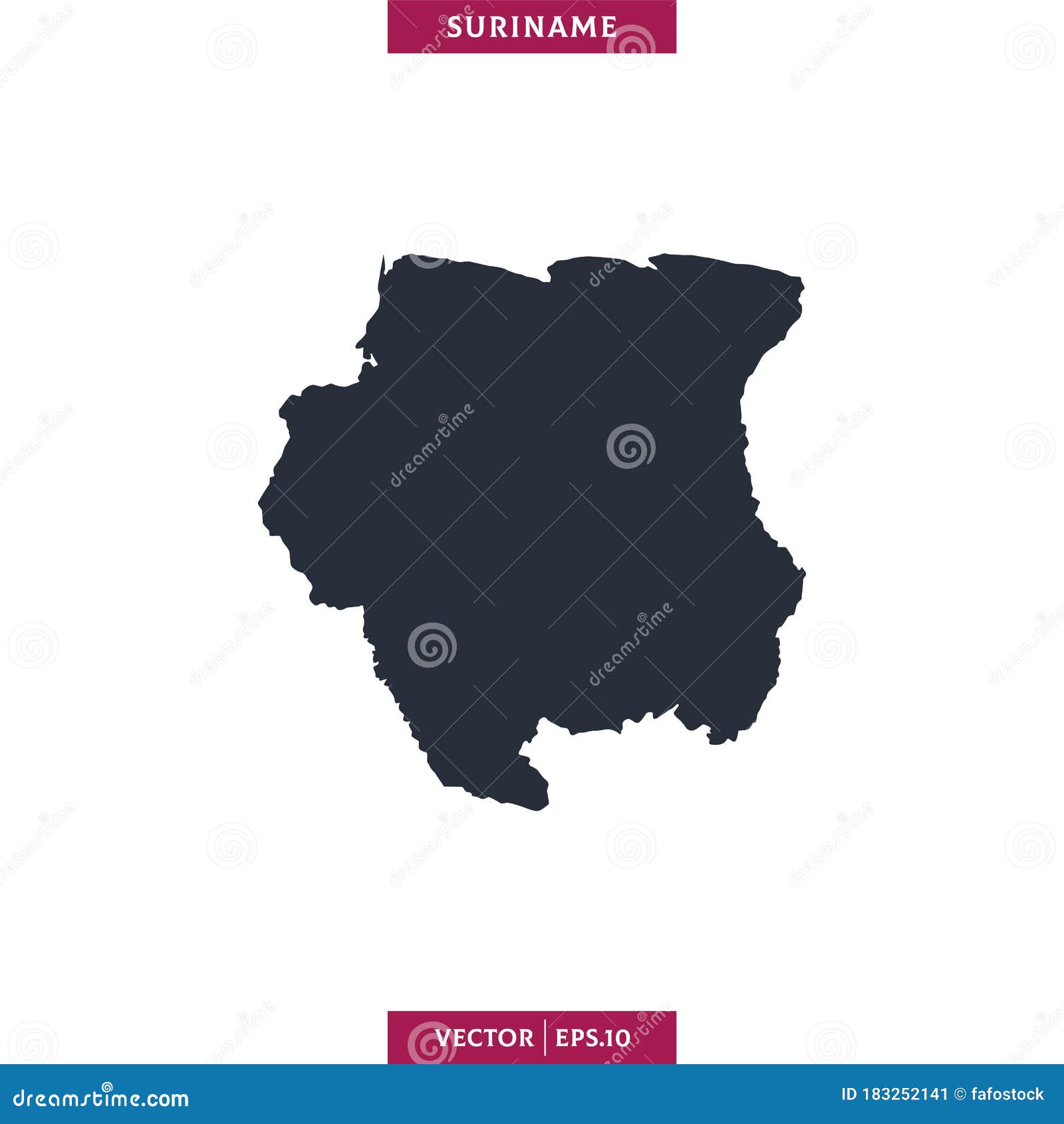 Suriname Map. High Detailed Map Vector in White Background. Stock ...